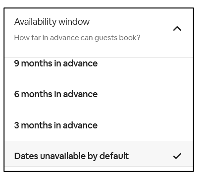 Solved: Availability Window has been set to 9 months does ... - Airbnb ...