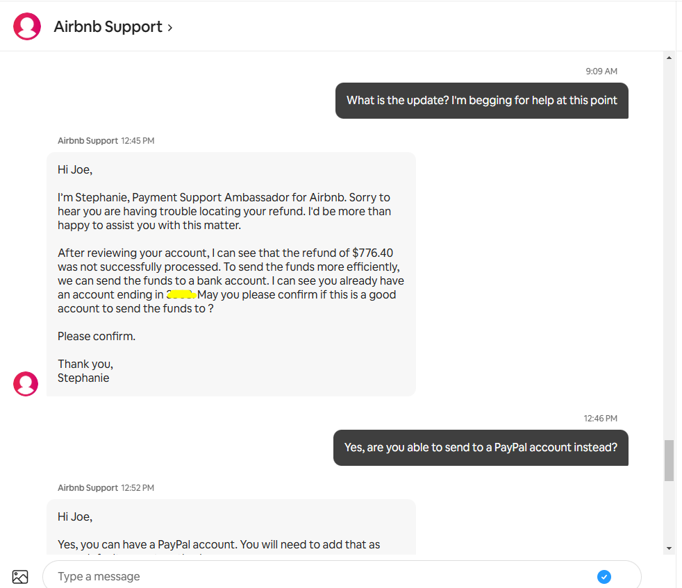 Solved: AirBNB Refund Failed - Who to Contact? - Airbnb Community