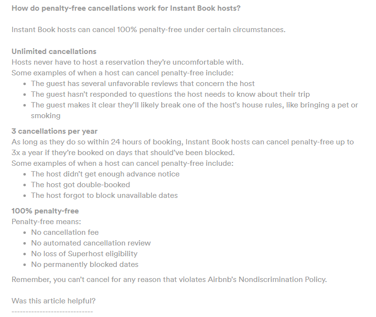 Instant book: confusion on Cancellation fees - Airbnb Community