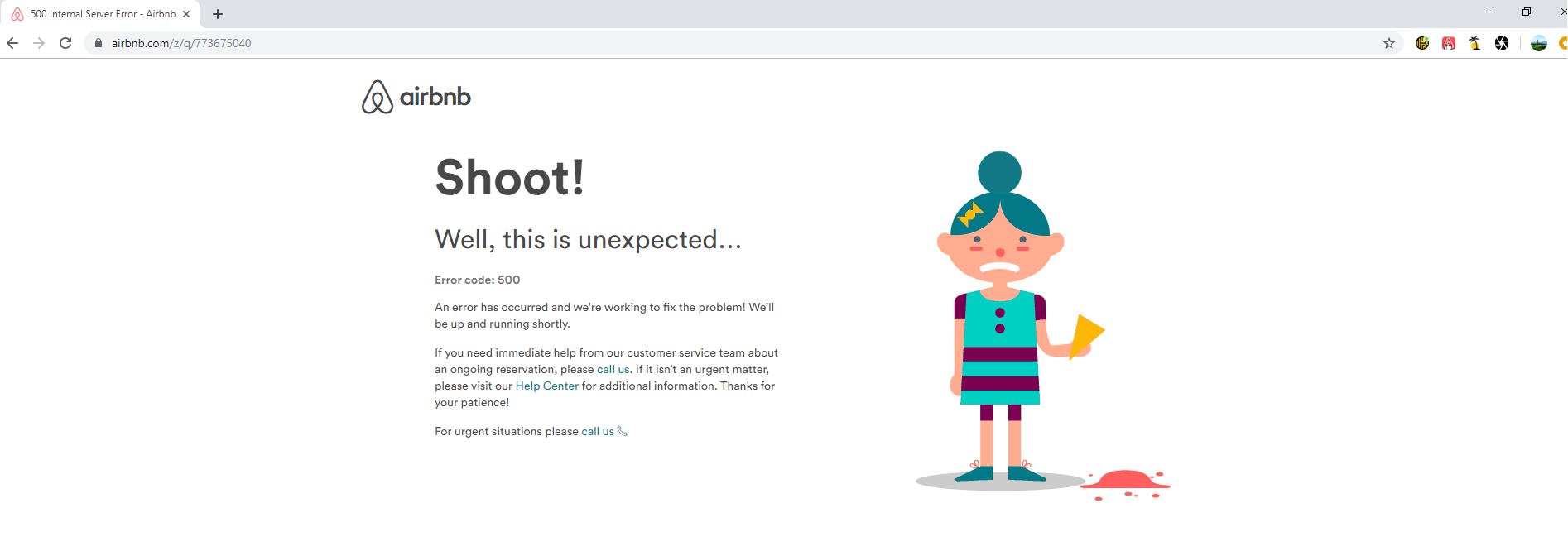 Airbnb system is down with Internal error 500 - Airbnb Community