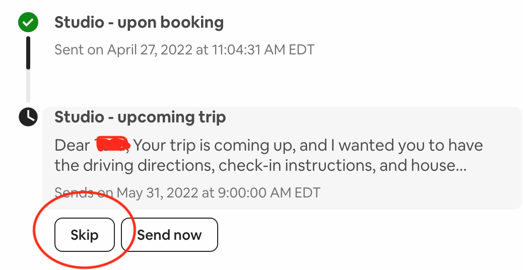 Skipping scheduled messages for second time guest - Airbnb Community