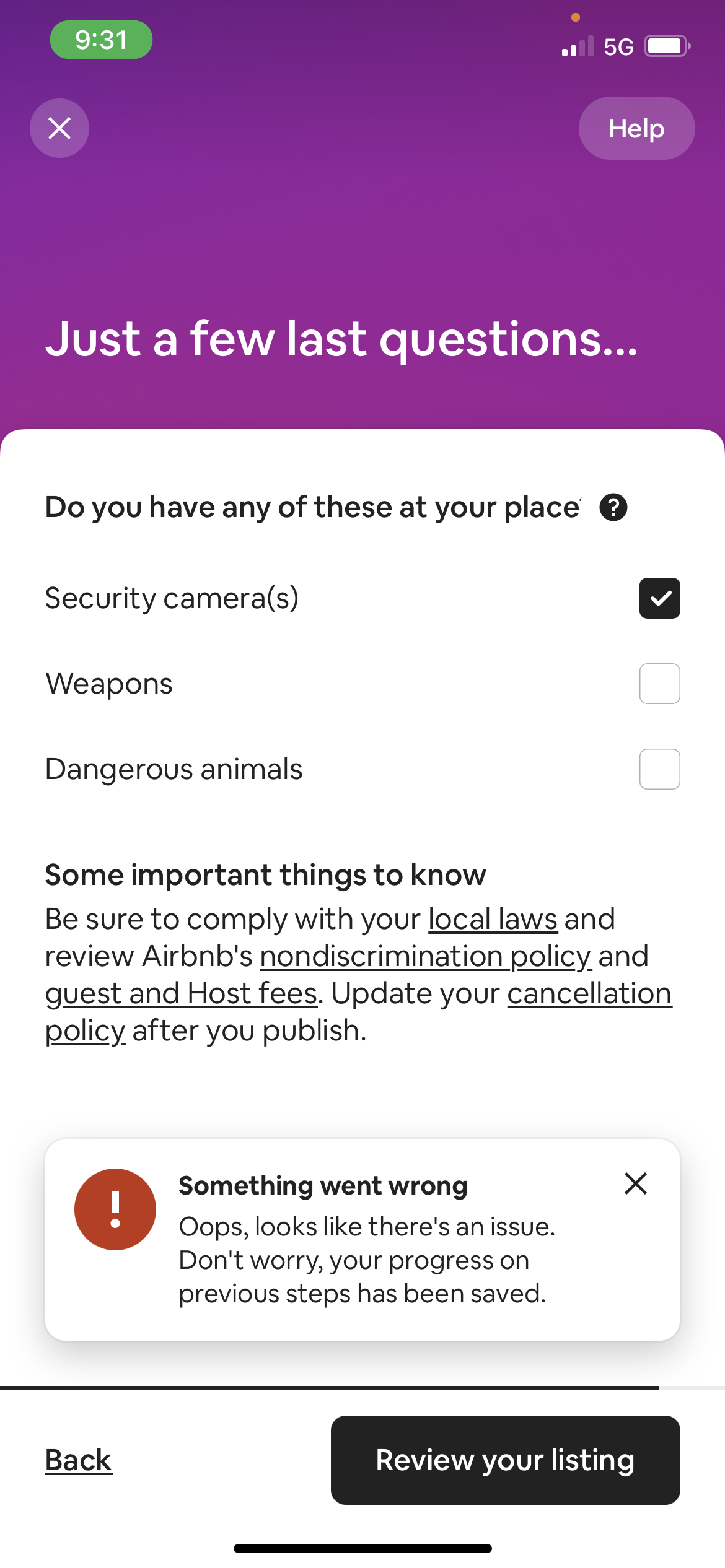 Solved: I can't publish my listing - Airbnb Community