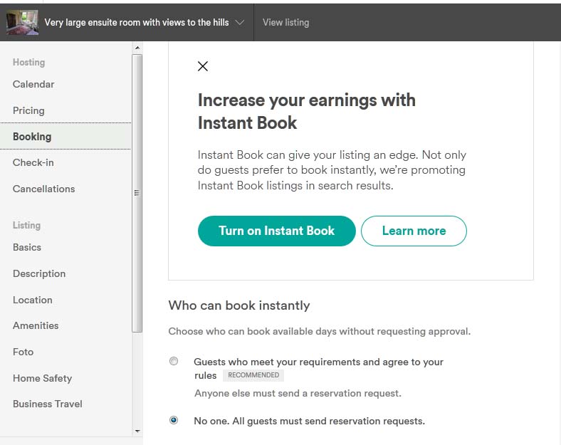 How do I switch to instant booking? - Airbnb Community
